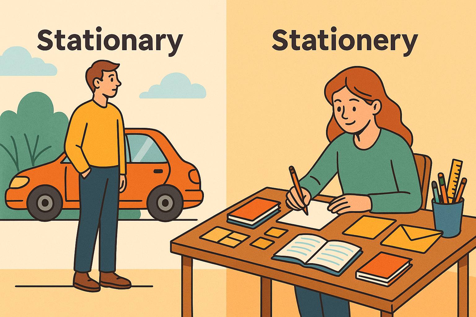 Stationary vs. Stationery: Meaning, Difference, and Correct Usage