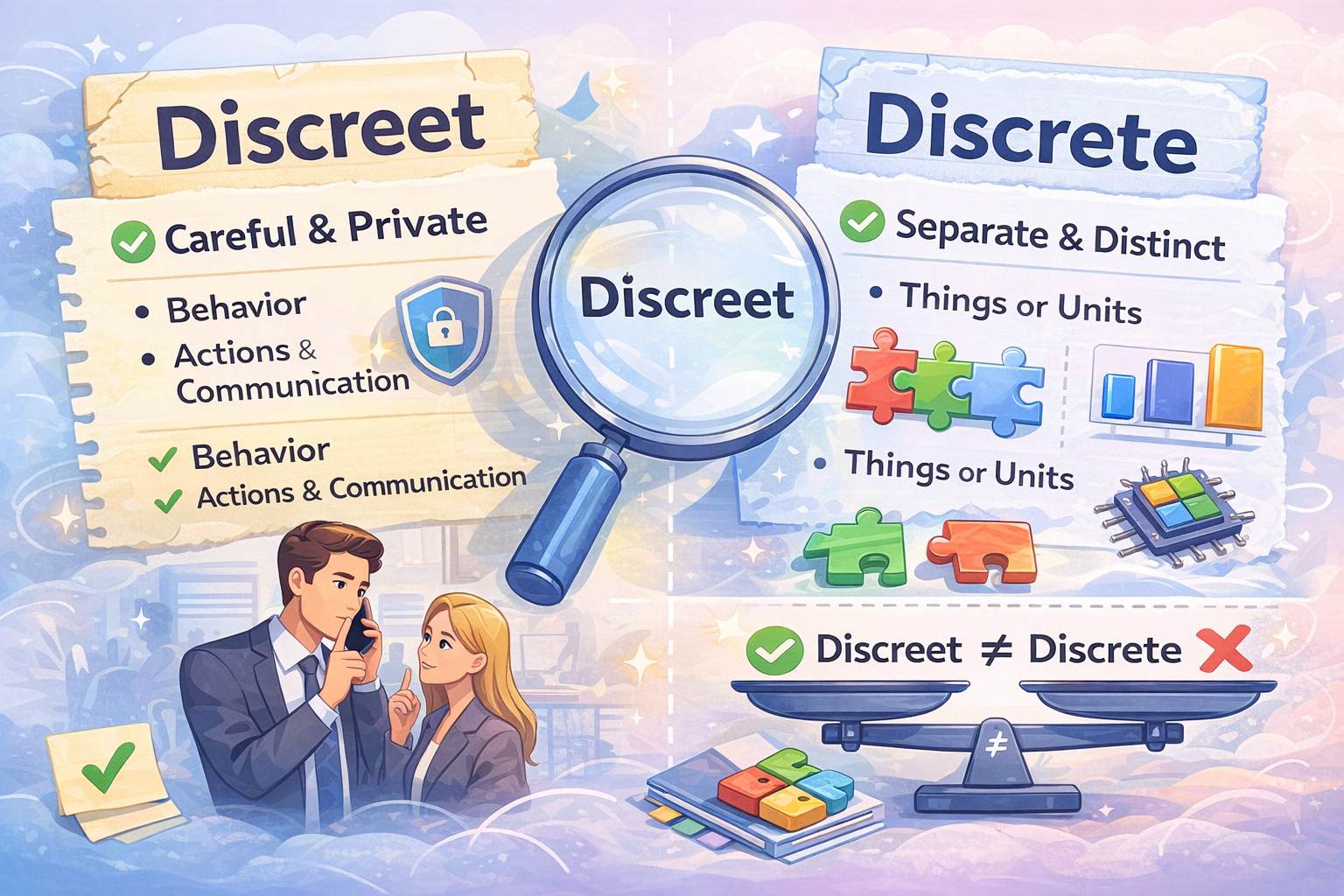 Discreet vs. Discrete: Meaning, Difference, and How to Use Each Correctly